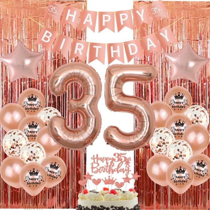 Décoration Or Rose 35 Ans Anniversaire Femme,Ballon 35 Ans Anniversaire ...