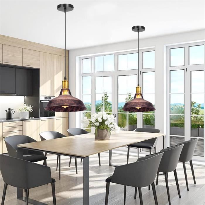 Kawoo 2pcs Lustre Retro en Fer,Lampe Suspension Vintage Industrielle ...