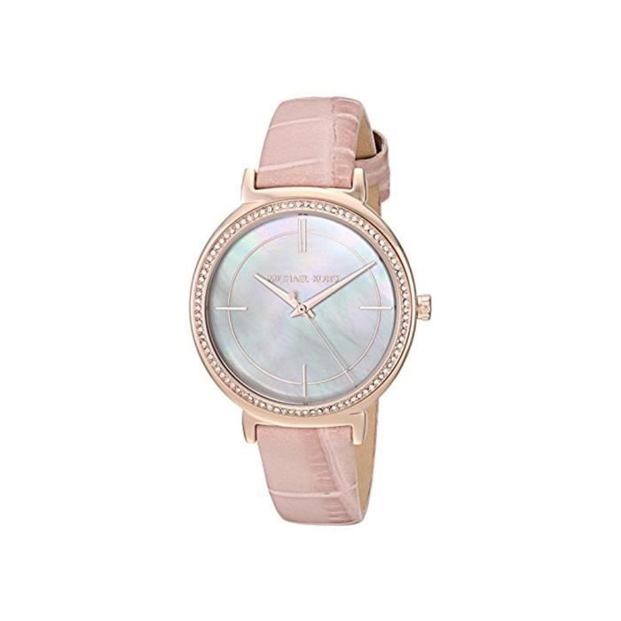 Michael Kors Femme 33mm Bracelet Cuir Rose Quartz Cadran Nacre Montre ...