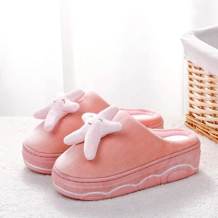 Chaussons,Pantoufles d'hiver à semelle épaisse pour femmes, chaussures ...