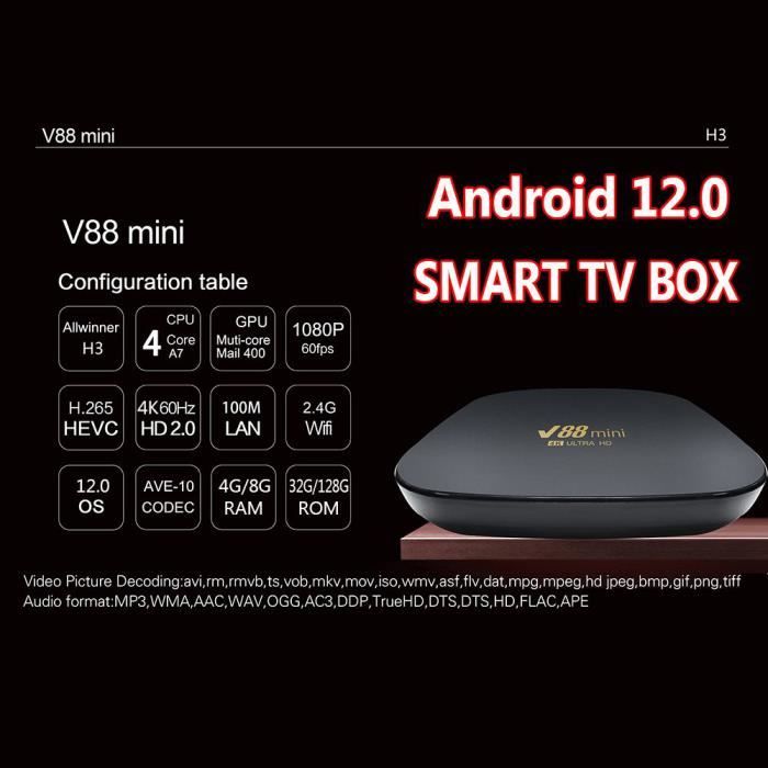 TV Box Android 12 - PIMPIMSKY - V88 - 4G+32GB - 4K - HDMI 2.0 - 2x USB 2.0 - Cdiscount TV Son Photo