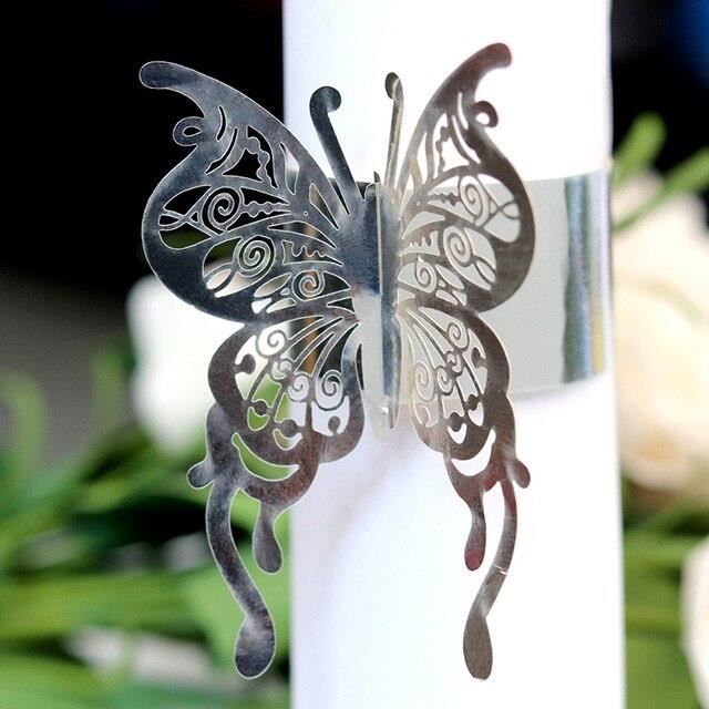 SERVIETTE DE TABLE,Reflective silver--Anneaux porte serviettes en ...