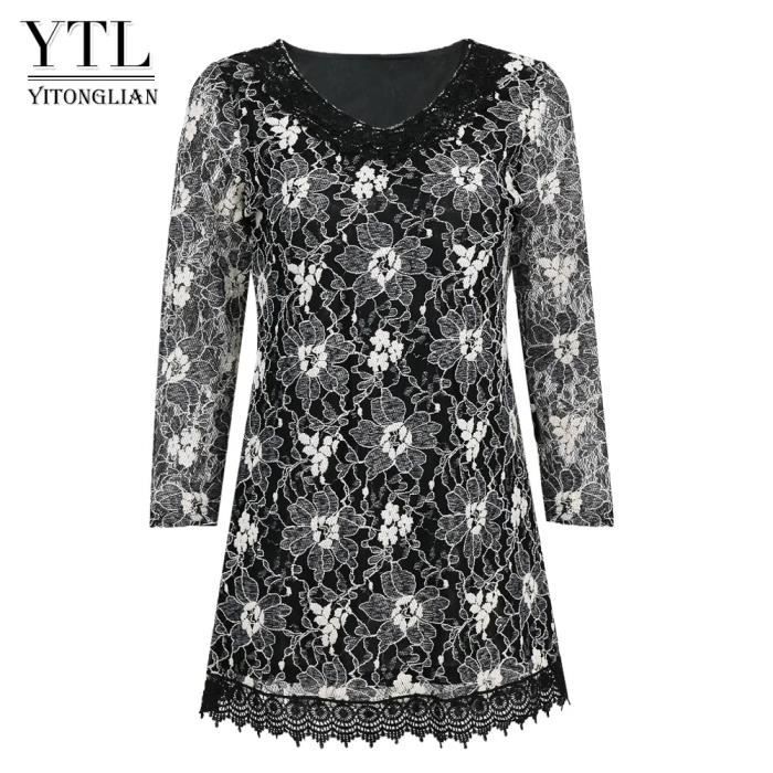 Chemisier Vintage en dentelle florale pour femmes,chemise ...