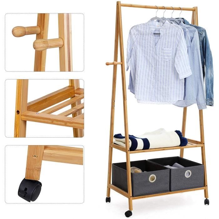 Penderie portant à vêtements avec roulettes bambou 12_0000805 ...