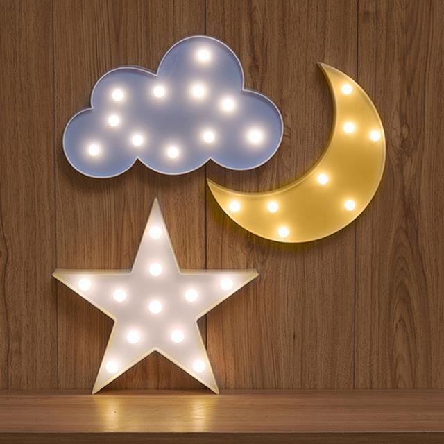 Veilleuse,white moon--Applique lumineuse en forme'arc en ciel,'étoile ...