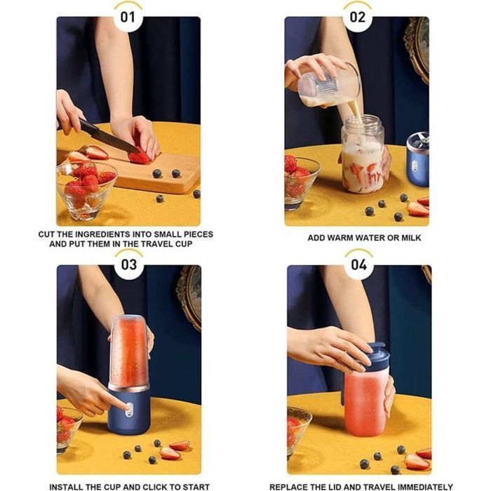 Blender Portable USB, Mini Mixeur pour Smoothie, 2 Bouteilles 400ml ...