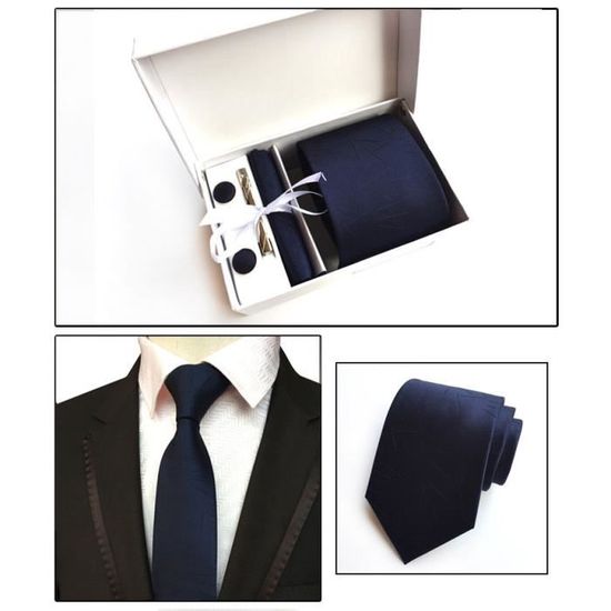 Cravate Homme Mouchoir de Poche Boutons de manchette Pince à cravate 4 ...