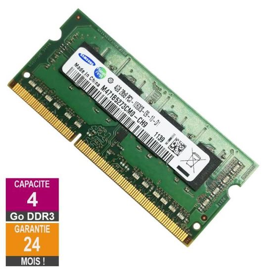 Barrette Mémoire 4Go RAM DDR3 Samsung M471B5273CM0-CH9 SO-DIMM PC3-10600S - Cdiscount Informatique