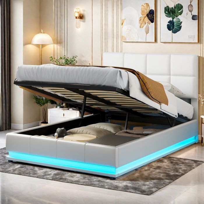 Lit double pour adulte 140x190 cm, Lit 2 personnes avec sommier à ...