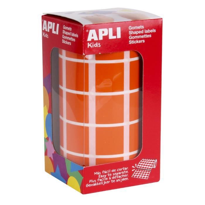 Rouleau de Gommettes Carrées - APLI - 20 mm - Orange - 59 Feuilles ...