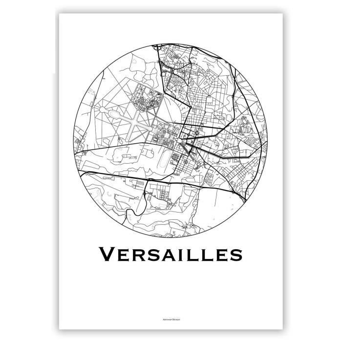Affiche Versailles France Minimalist Map A4 21x30 cm - Cdiscount Maison