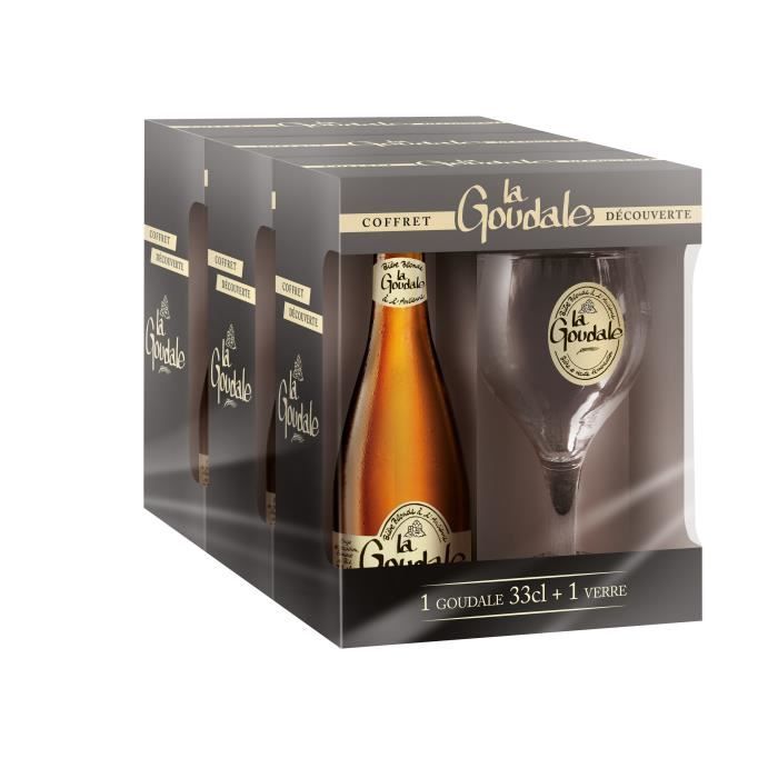 Lot de 3 Coffrets de Bière Goudale 7°2 - 3 coffrets d'1 bouteille 33cl + 1 verre - La cave Cdiscount