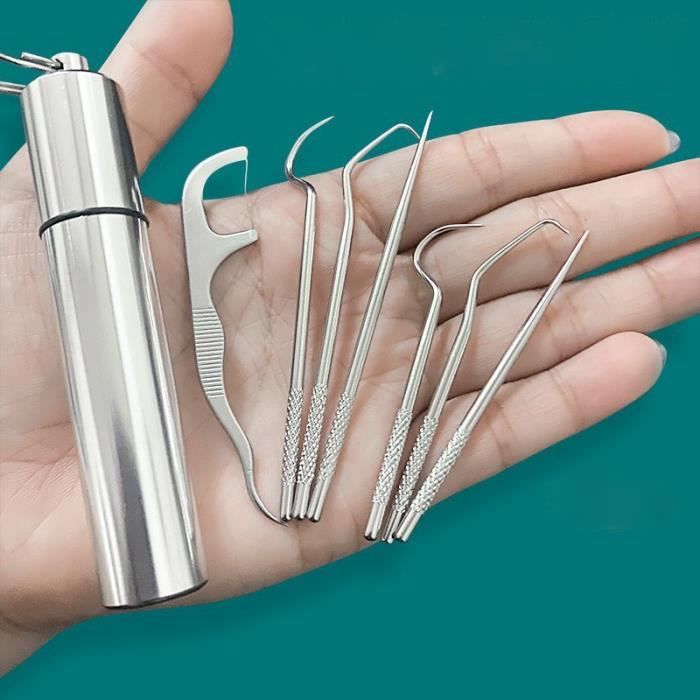 Ensemble de cure-dents en métal et acier inoxydable, nettoyage Oral ...