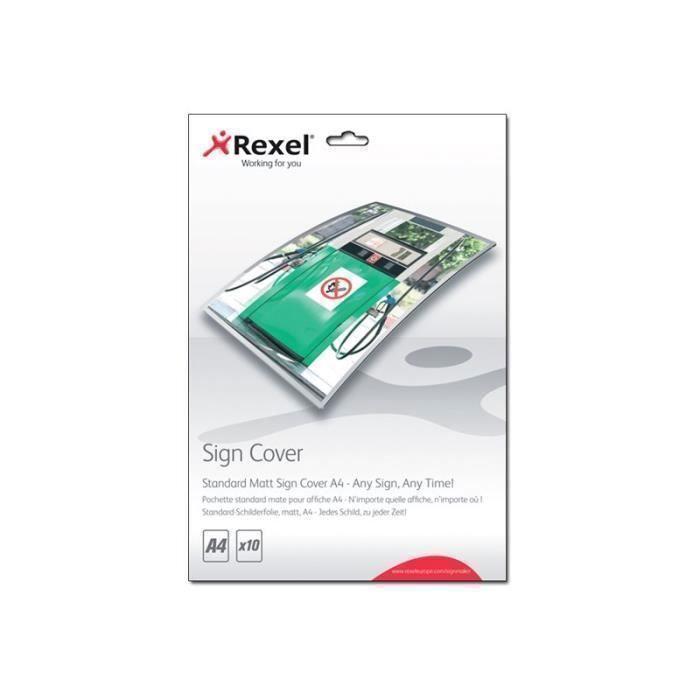 Pochettes plastifiées - Rexel - Standard Sign Covers - Pack de 10 - A4 ...