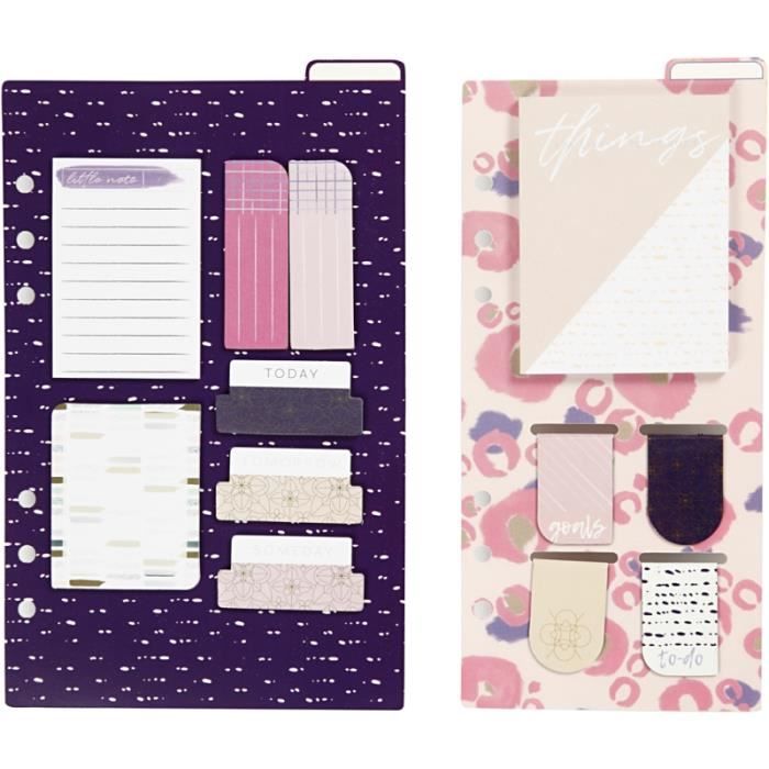 Set de mémos et marque-pages - Violet - 8 blocs papier - 4 marque-pages ...