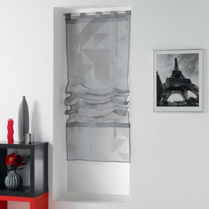 Store droit a passants 90 x 180 cm voile devore galbiano Gris ...