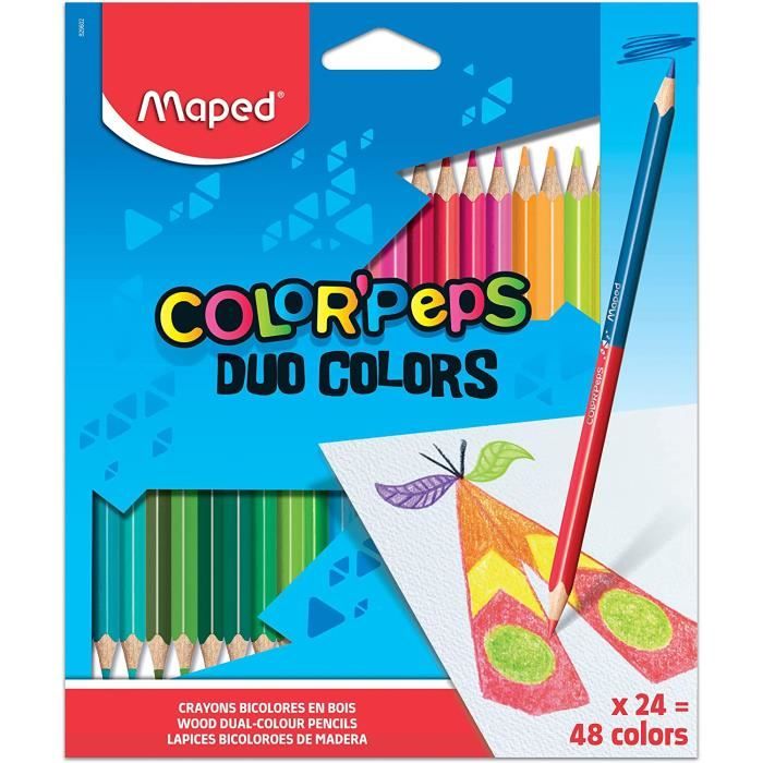 Maped - Crayons de Couleur Duo 2 en 1 Color'Peps - Pochette de 24 ...