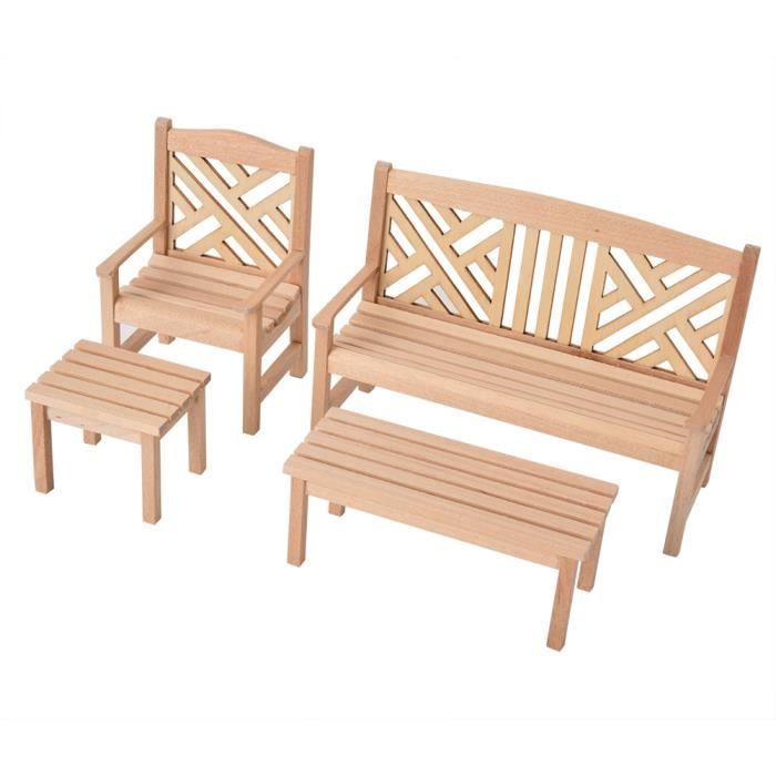 Meubles de maison de poupée - SURENHAP - Table et chaises - Échelle 1:12 - Bois non toxique ...