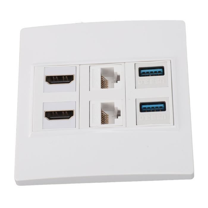 Vvikizy Plaque murale USB3.0 RJ45 CAT6 HD Multimédia Interface ...