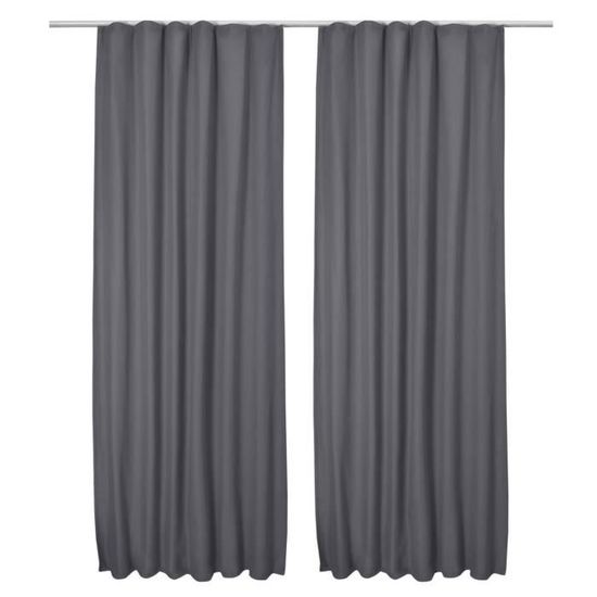 Beautissu Lot de 2 Rideaux thermiques Anthracite uni opaque à ruflette ...