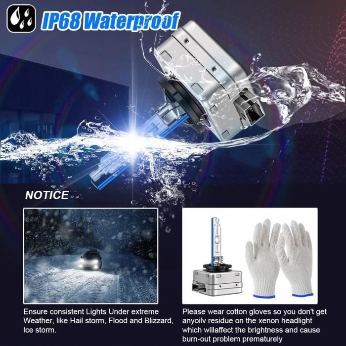 D1S Xénon Hid Ampoules Voiture, 8000K 35W Diamond Bleu Froid Ampoule ...