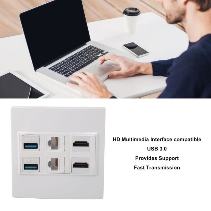 Vvikizy Plaque murale USB3.0 RJ45 CAT6 HD Multimédia Interface ...