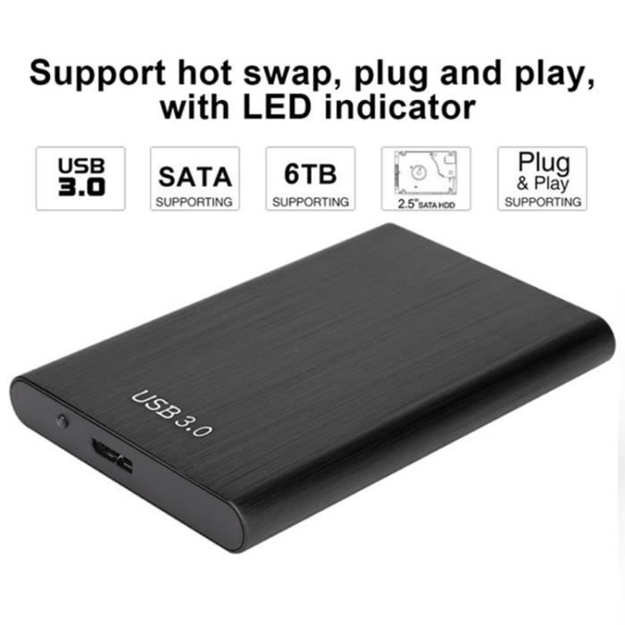 Disque Dur Externe HDD 2.5" USB 3.0 SATA Portable Stockage 2TB 2To Noir ...