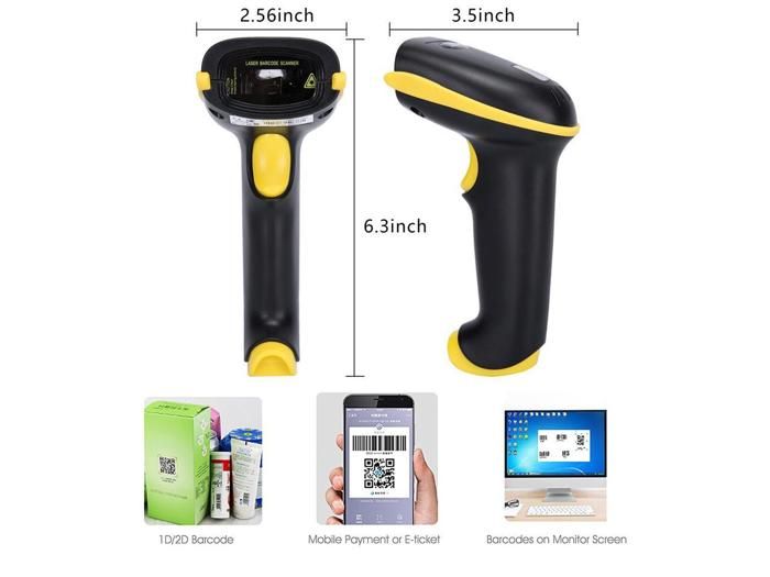 Scanner de codes à barres 2D 3 en 1 Bluetooth et 2,4 G sans fil et USB ...