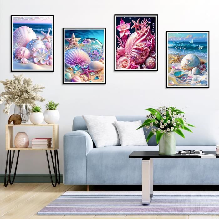 4 Pack 5D Diamond Painting Coquillages, Kit De Peinture Diamant Complet ...