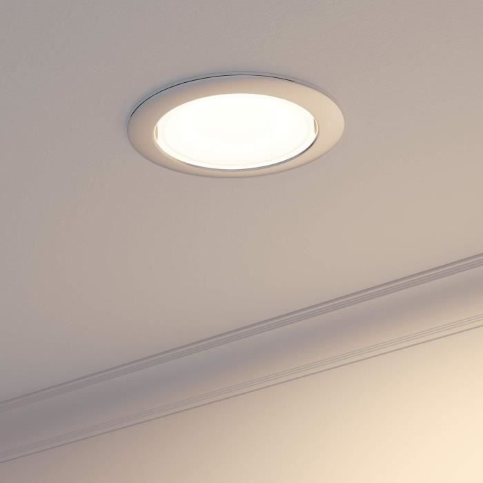 4 Spots Led Encastrés Zobe Ii Plats Gx53 Chromés Ronds 6,194W Blanc ...