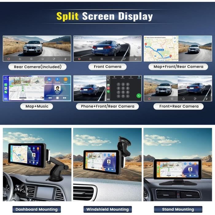 Autoradio Portable Sans Fil Apple Carplay Android Auto Avec Caméra ...