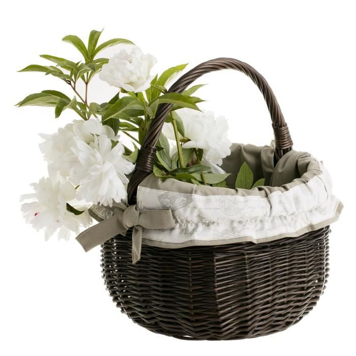 Panier rond en osier gris-brun avec anse,Panier de courses avec une ...