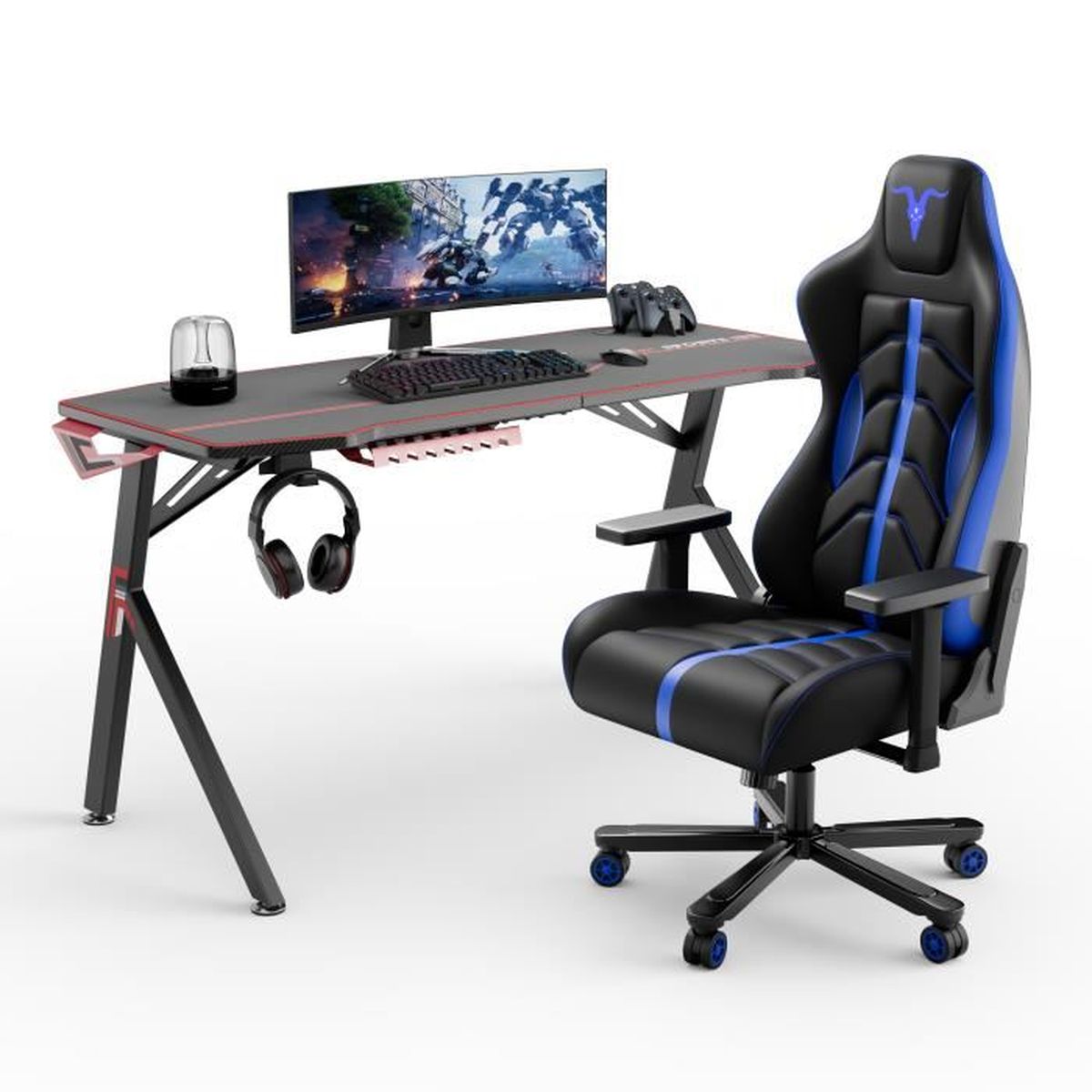 Bureau Gaming Set - Furgle - Siège Gaming + Table PC Gamer Set ...