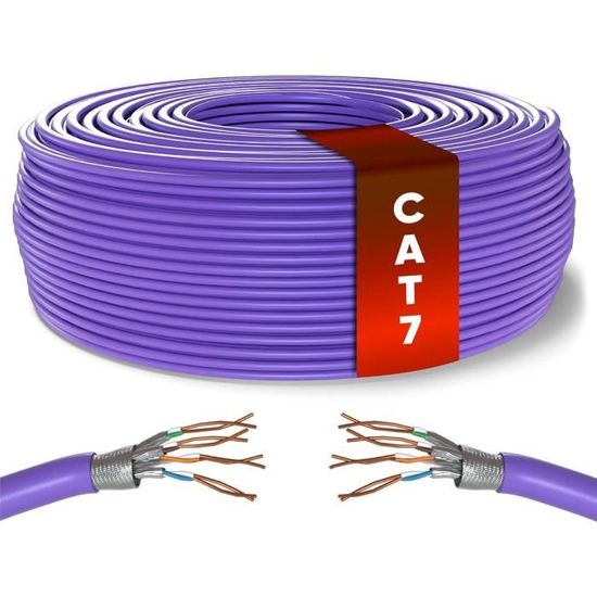 Cat 7 Câble Ethernet 50m, 100% Cuivre Pur Haut Debit Reseau LAN Cable Ethernet Cat7 Pour ...