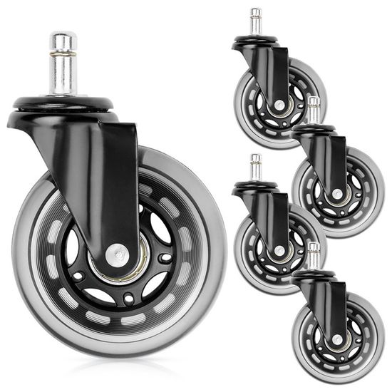 VILDE Lot de 5 Roulette pour chaise de bureau - 7,5 cm / 10 mm ...