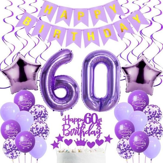 Ballons 60 Ans Anniversaire Femme Violet, Violet 60 Ans Anniversaire ...