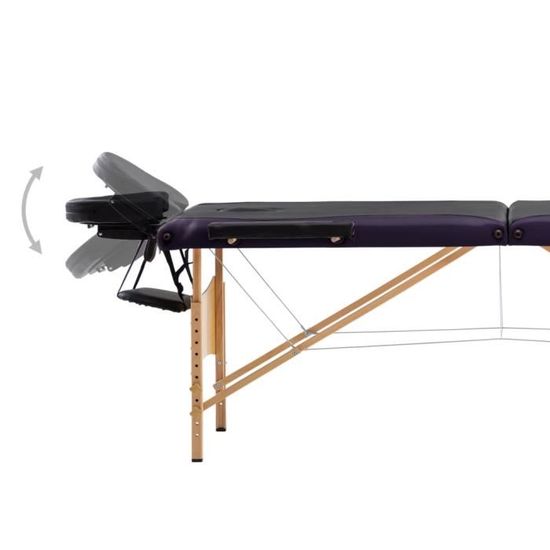 Kimiss Table De Massage Pliable 3 Zones Bois Noir Et Violet Cdiscount