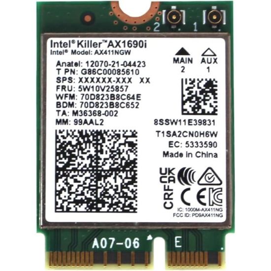Carte Réseau Nic Wi-Fi 6E Ax1690 Bluetooth 5.3-2X2 Novpro, Vert, Ax411 ...