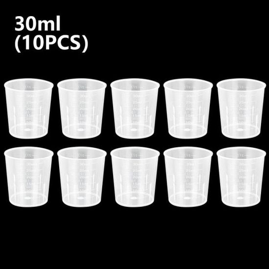 VERRE DOSEUR,30ml-10pcs--Tasse à mesurer Premium en Silicone transparent gradué, 50-100-150-250 ...