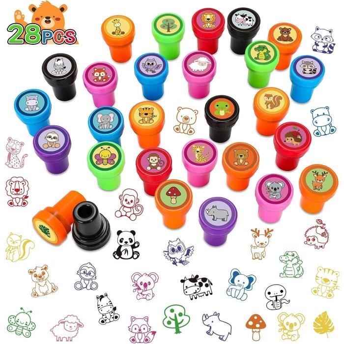 28 Pcs Jungle Animals Party Stamps for Kids, Animals Themed Self-Inking ...