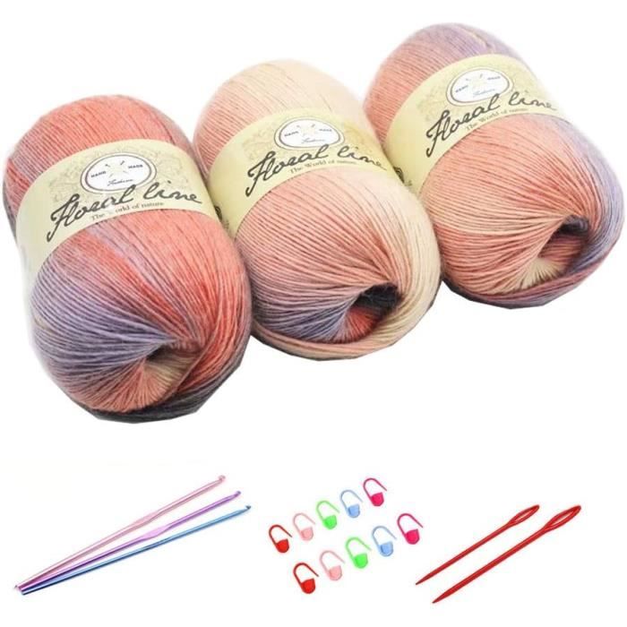Laine À Tricoter Multicolores Lot De 3 Pelotes*100G - Set Fil À ...