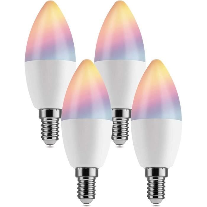 Ampoule Connectée Alexa Led Wifi Intelligente E14 Dimmable 4.5W Blanc Chaud Rgb Smart Ampoule ...