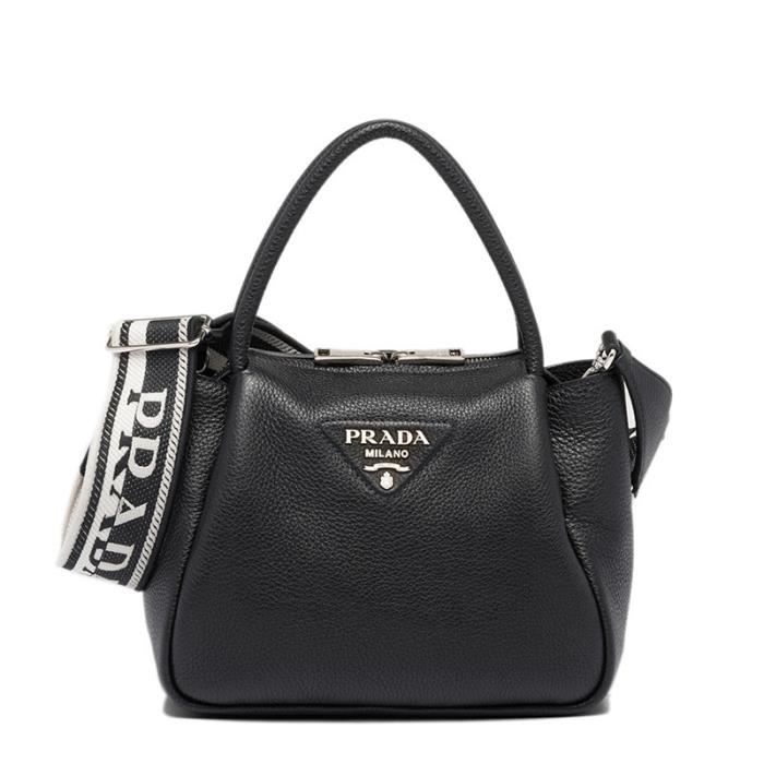 PRADA Prada 22 nouveau modèle femme petit cuir noir orné d'un logo ...