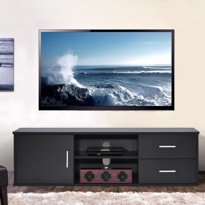 Meuble télé de rangement en bois avec meuble de télévision avec 1 porte ...