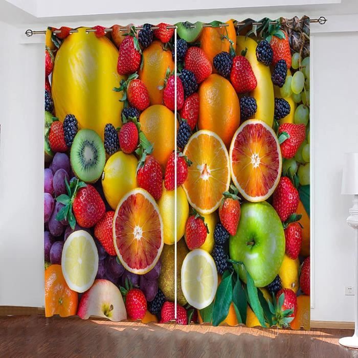Rideau Salon Fruit Rideaux Salon Rideaux 80x240cm[838] - Cdiscount Maison