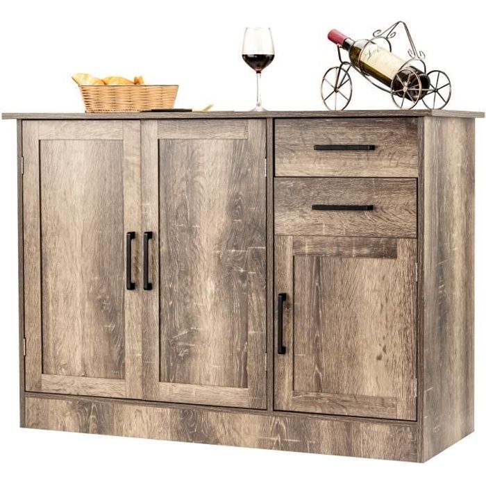 COSTWAY Buffet de Cuisine - 3 Portes et 2 Tiroirs - 110x40x78 CM ...