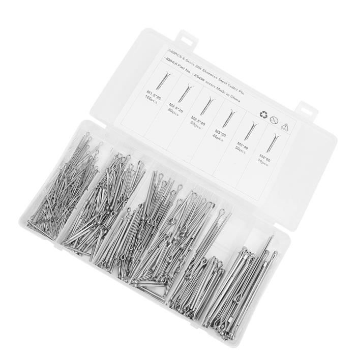 GOTOTOP fixation de goupille fendue Kit d'assortiment de goupilles fendues 340 pièces/ensemble 6 ...
