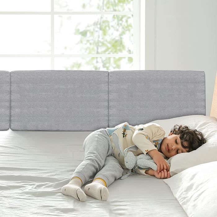 NAIZY Barrière de Lit pour Bébé Enfants Gris Sécurité Softpack avec 5 ...