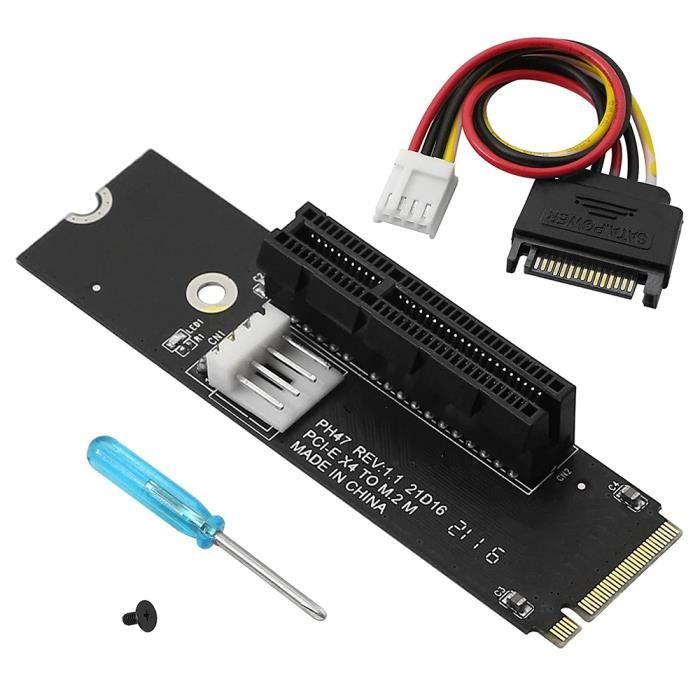 Carte Riser M.2 NGFF Vers PCI-E X4, Adaptateur M Key M.2 2260 SSD Vers PCIE avec Cordon D ...
