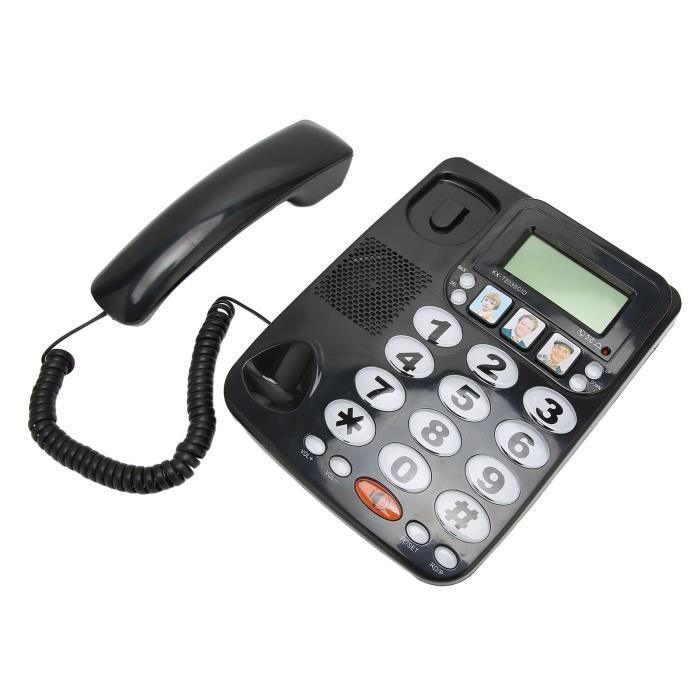 Tbest Téléphones fixes Téléphone filaire double port son clair dernier ...